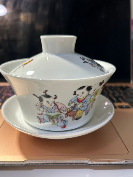 金潮茶器 白瓷 釉上彩 童趣 三才杯 – Tina Cellar 天娜酒窖